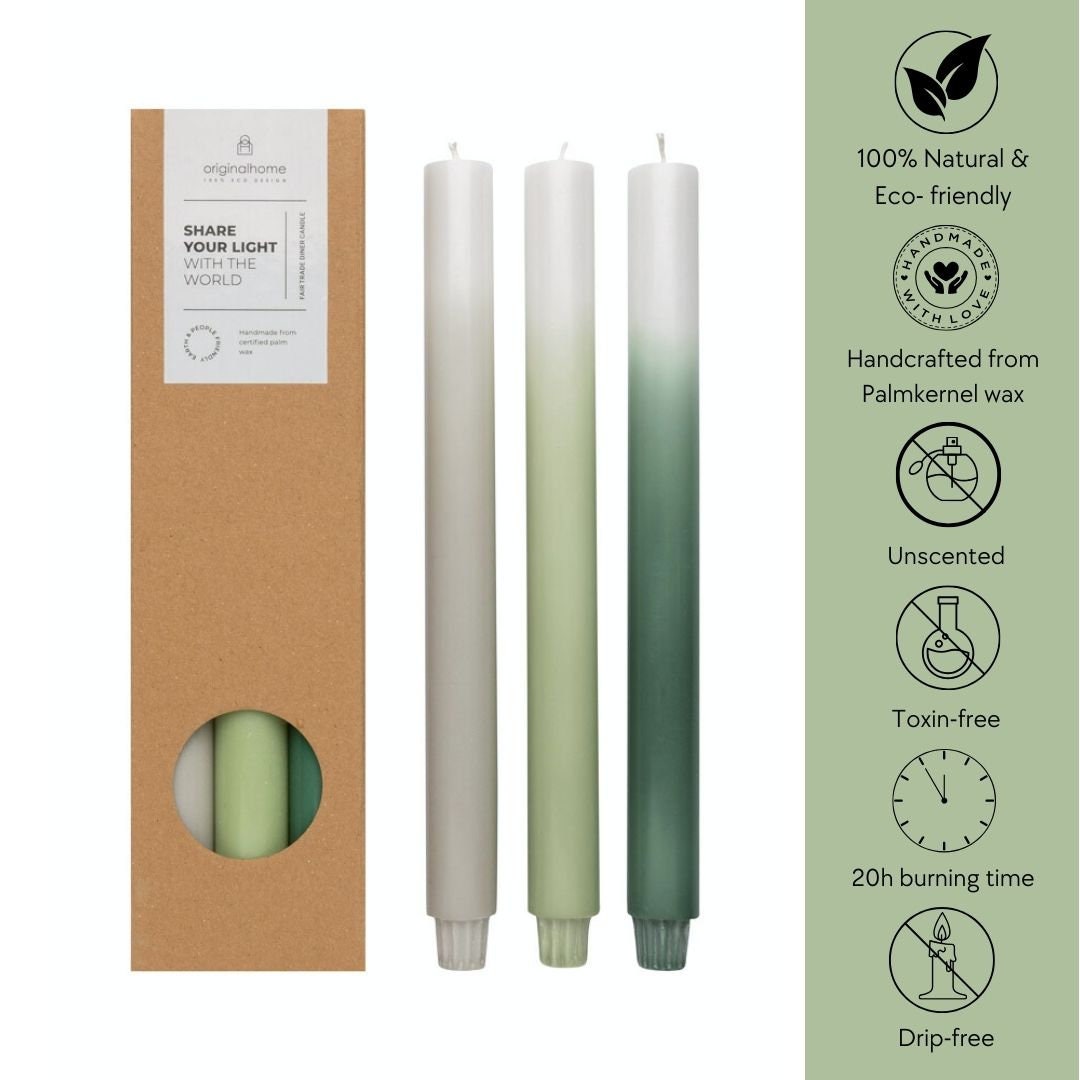 Layered Long Dinner Candles Drip Free Candles Handmade Gift Eco Pillar ...