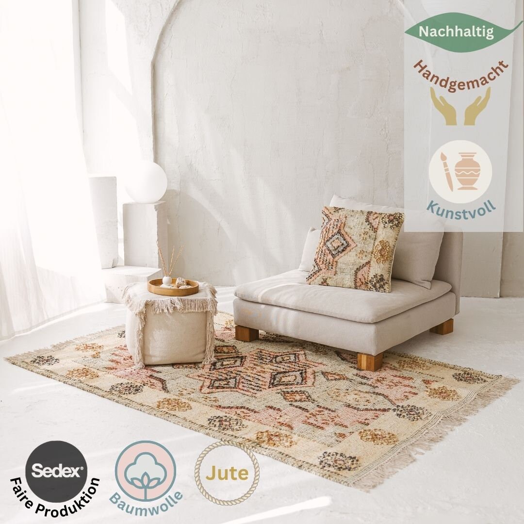 Handmade Pastel Jute Livingroom Rug Oriental Rug Vintage 140 X 200 Cm ...