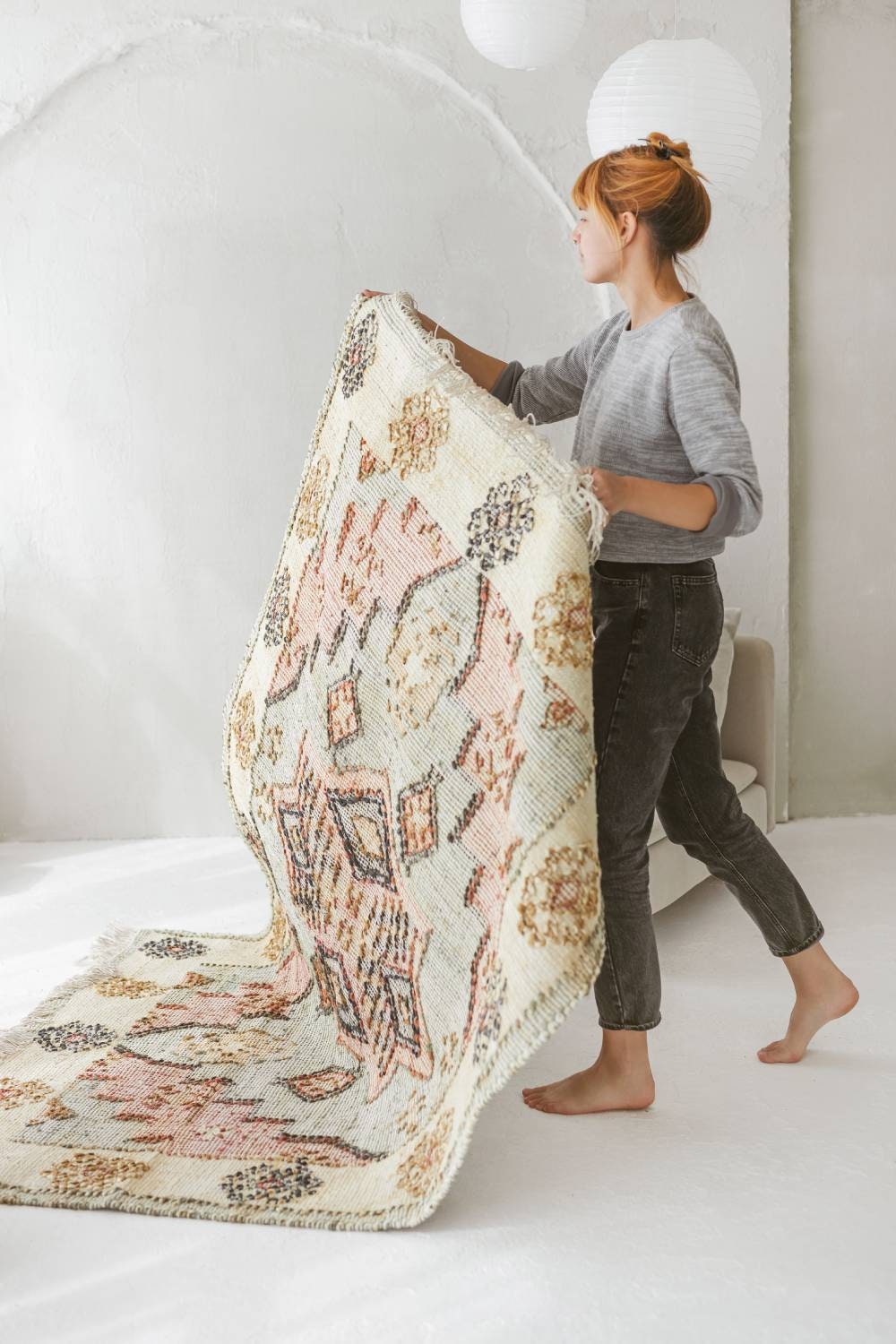 Handmade Pastel Jute Livingroom Rug Oriental Rug Vintage 140 X 200 Cm ...