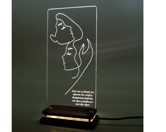 Personalized Acrylic Led Light Table Lamp Night Light Family - Etsy