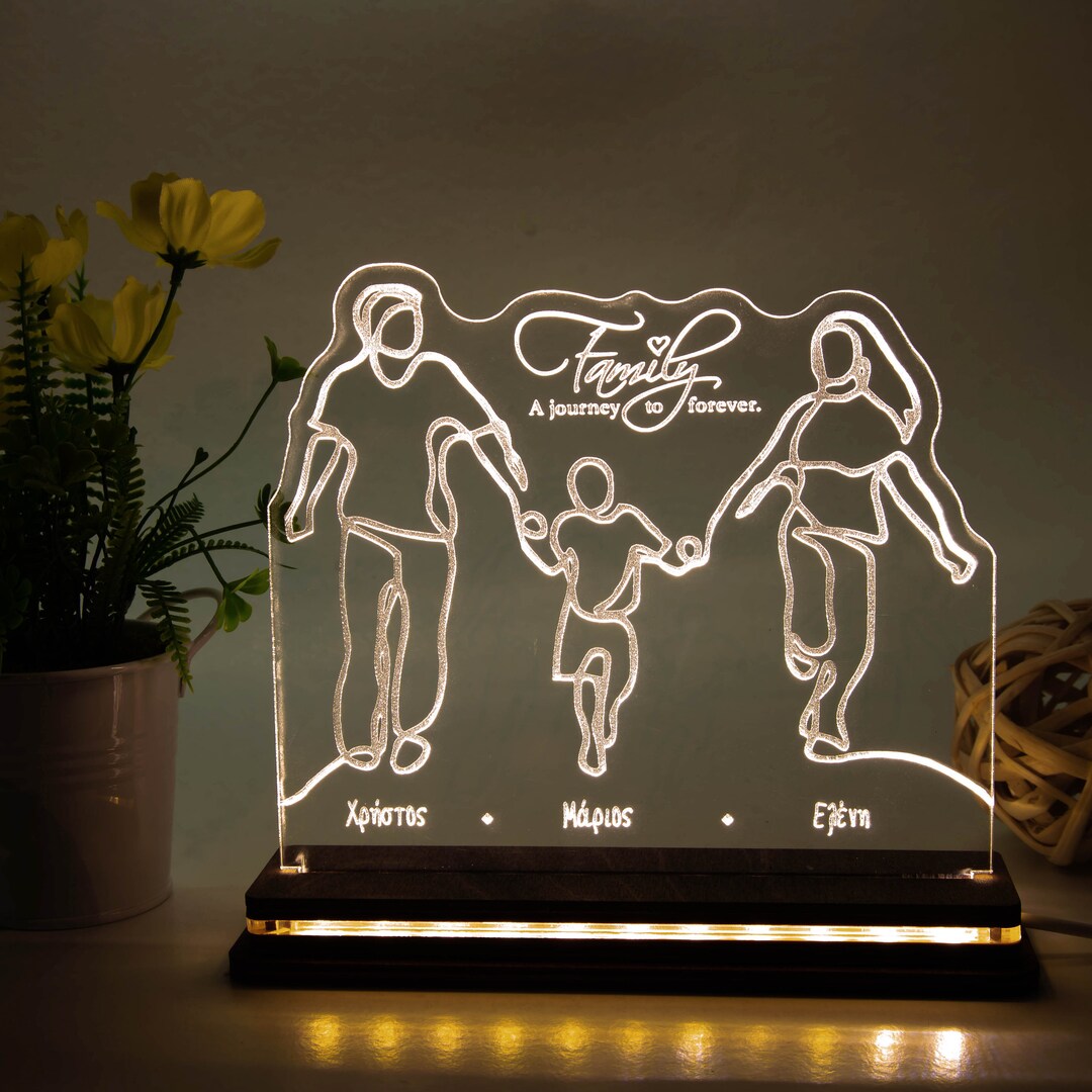Personalized Acrylic Led Light Table Lamp, Night Light, Family Gift ...