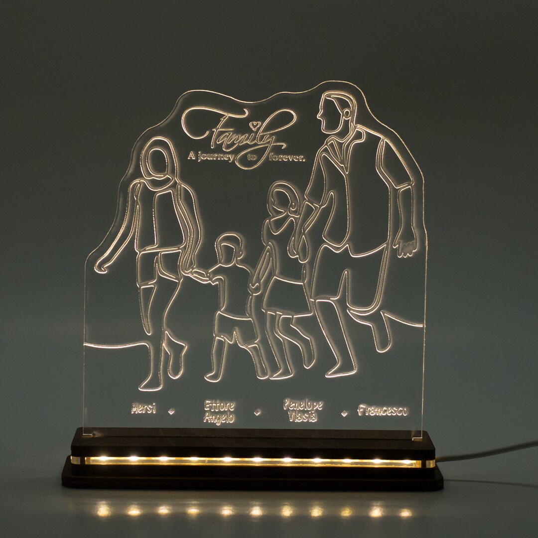 Personalized Acrylic Led Light Table Lamp, Night Light, Family Gift ...