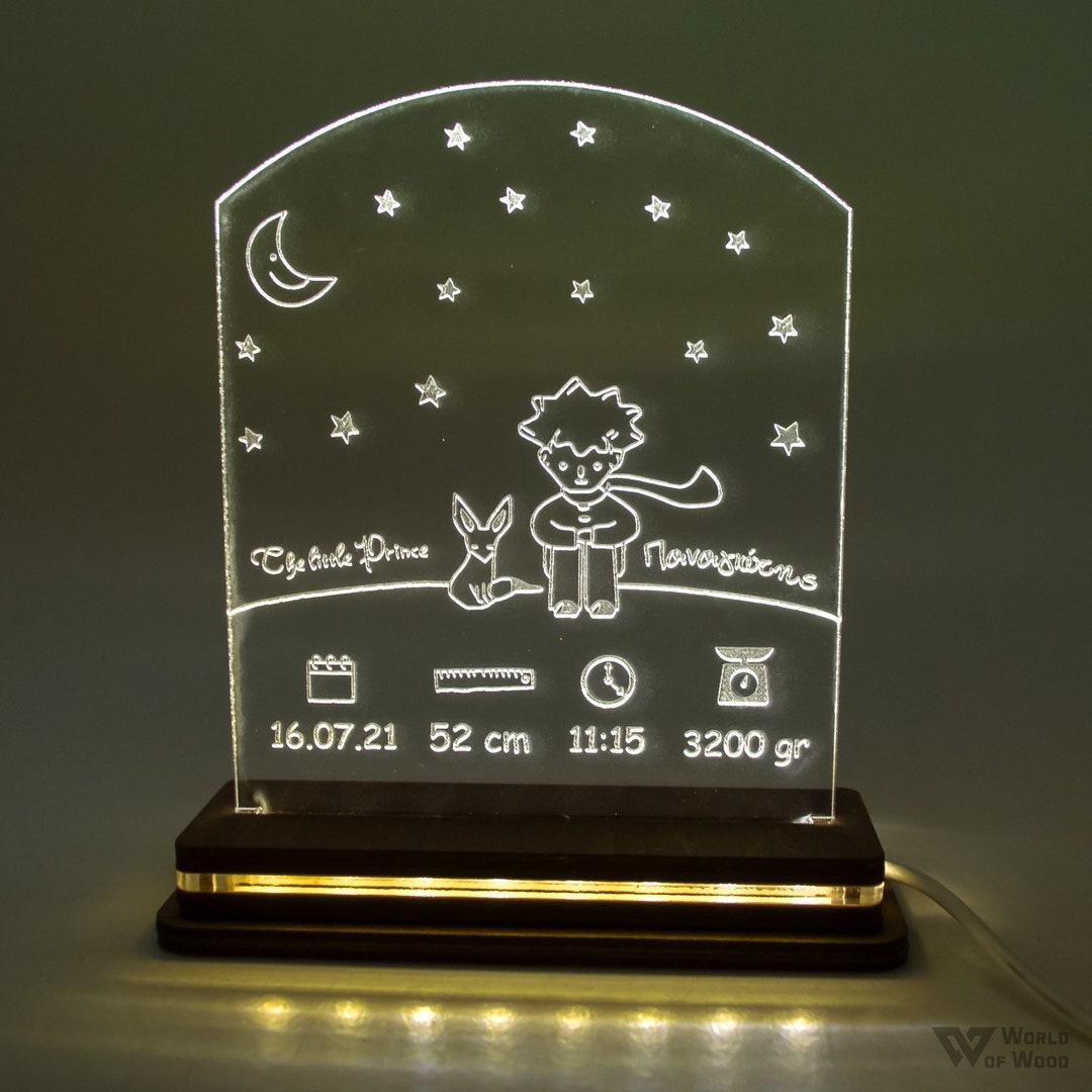 Personalized Little Prince LED Night Light, Custom Birth Stats ...