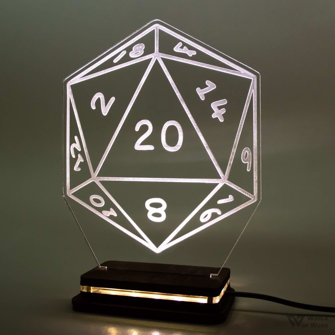 Personalized D20 LED Lamp, Custom Acrylic Sign, Fantasy Decor - Etsy