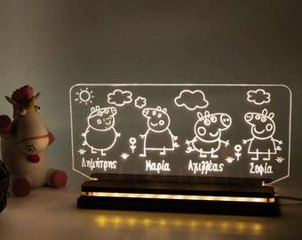 Personalized Acrylic Led Light Table Lamp Night Light Family - Etsy