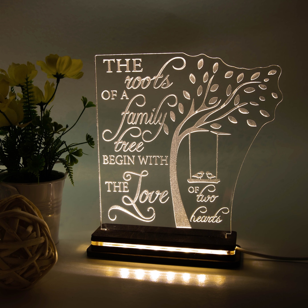 Personalized Acrylic Led Light Table Lamp, Night Light, Family Gift ...