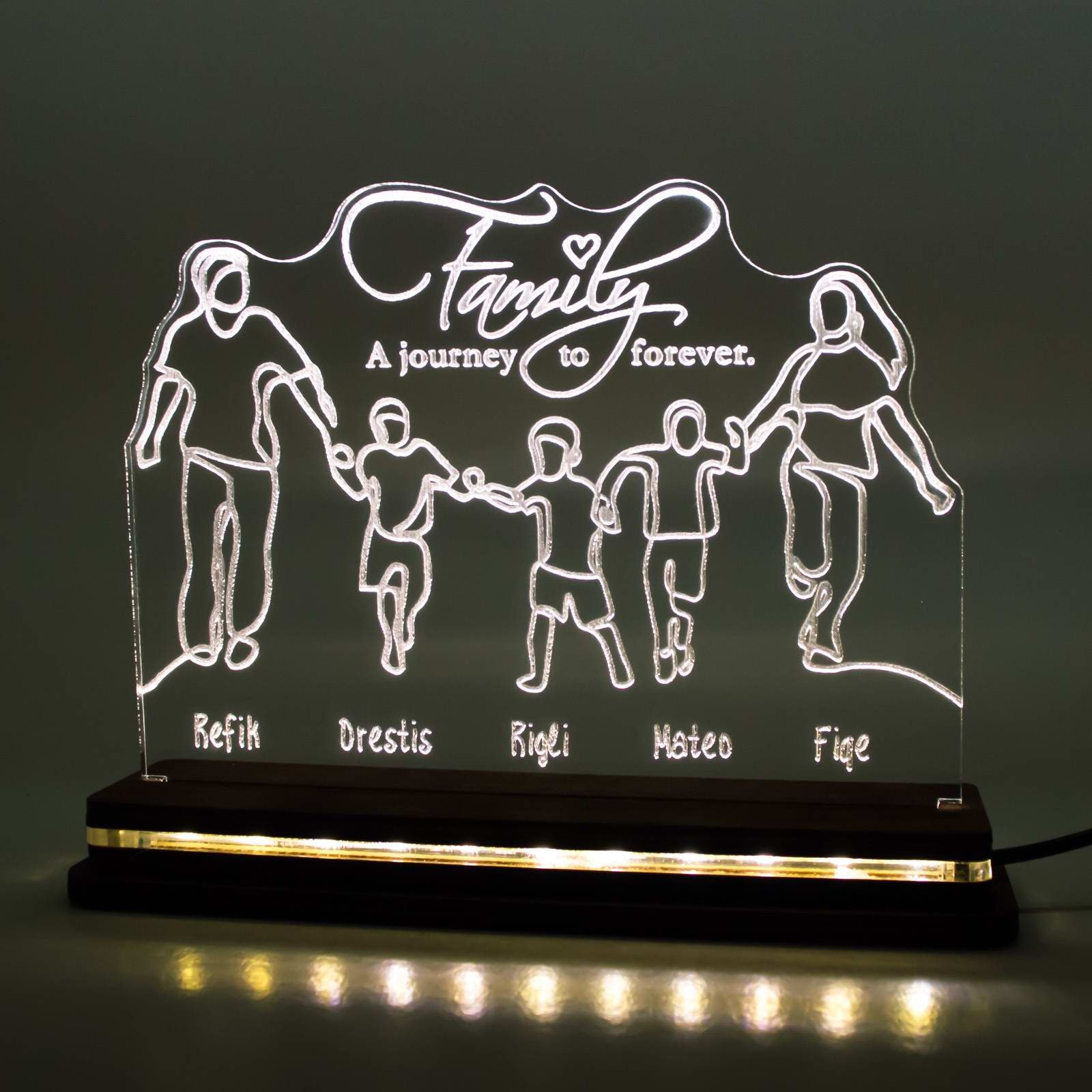 Personalized Acrylic Led Light Table Lamp, Night Light, Family Gift ...