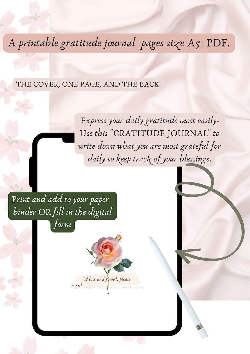Printable Gratitude Journal cover Page Back - Etsy