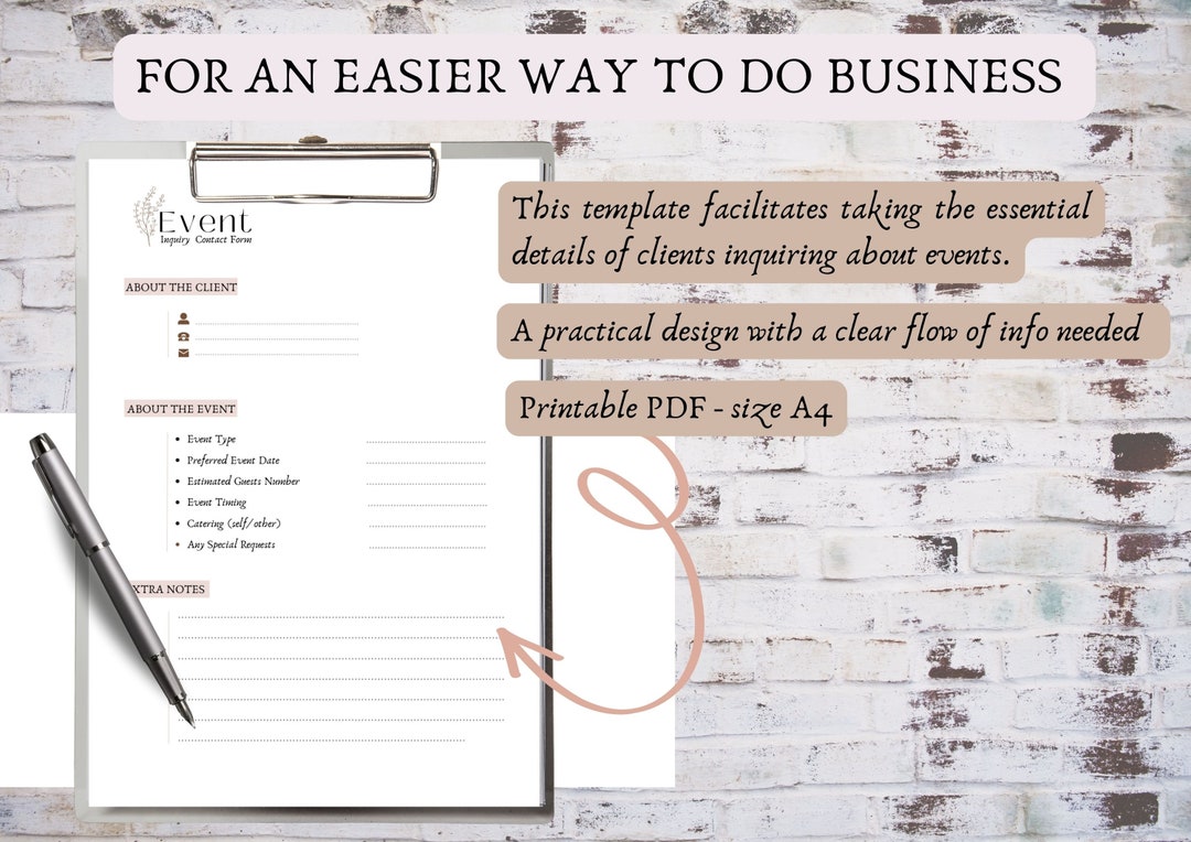 Printable Event Inquiry Sheet - Etsy