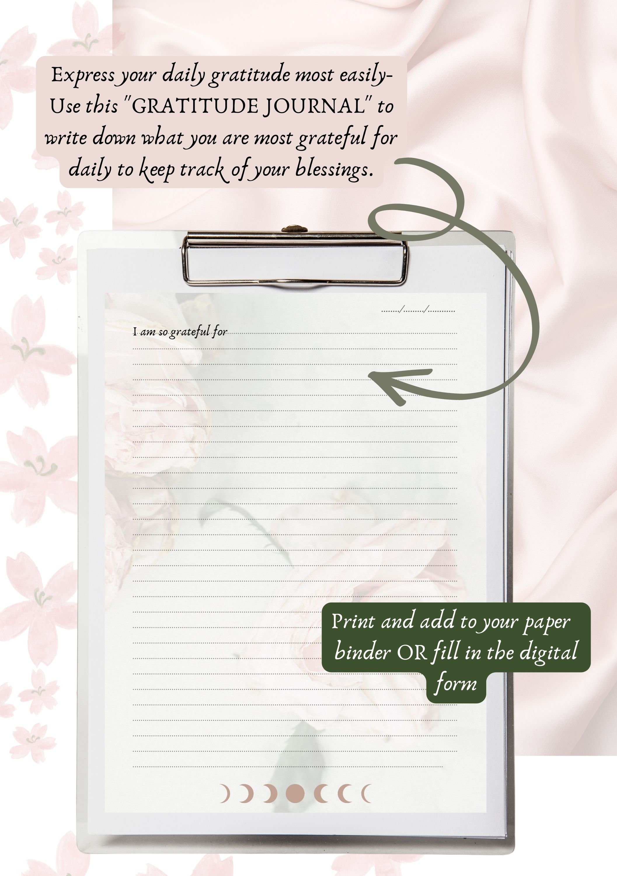 Printable Gratitude Journal cover Page Back - Etsy
