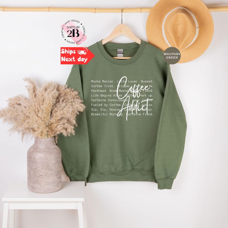 Coffee Addict Sweatshirt: Funny Quote Gift, Coffee Lover Hoodie - Etsy