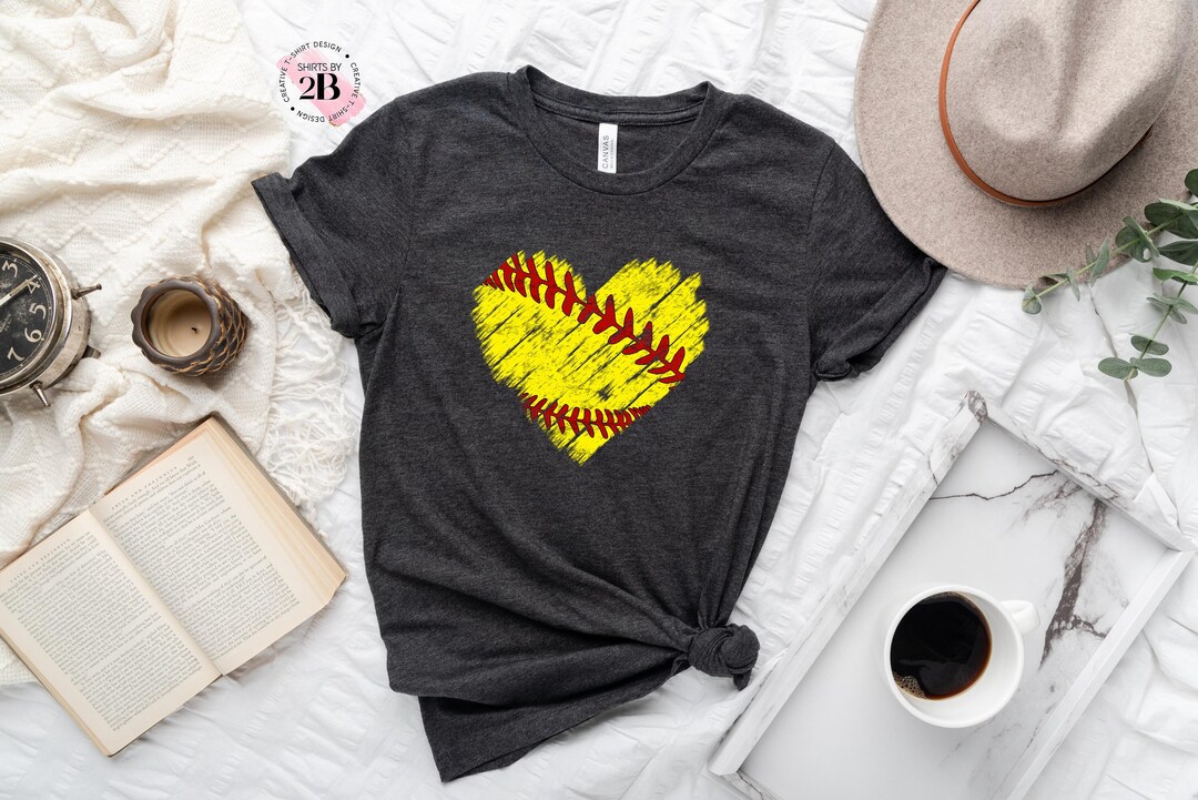 Distressed Softball Heart Shirt, Softball Shirt, Softball Heart Shirt ...