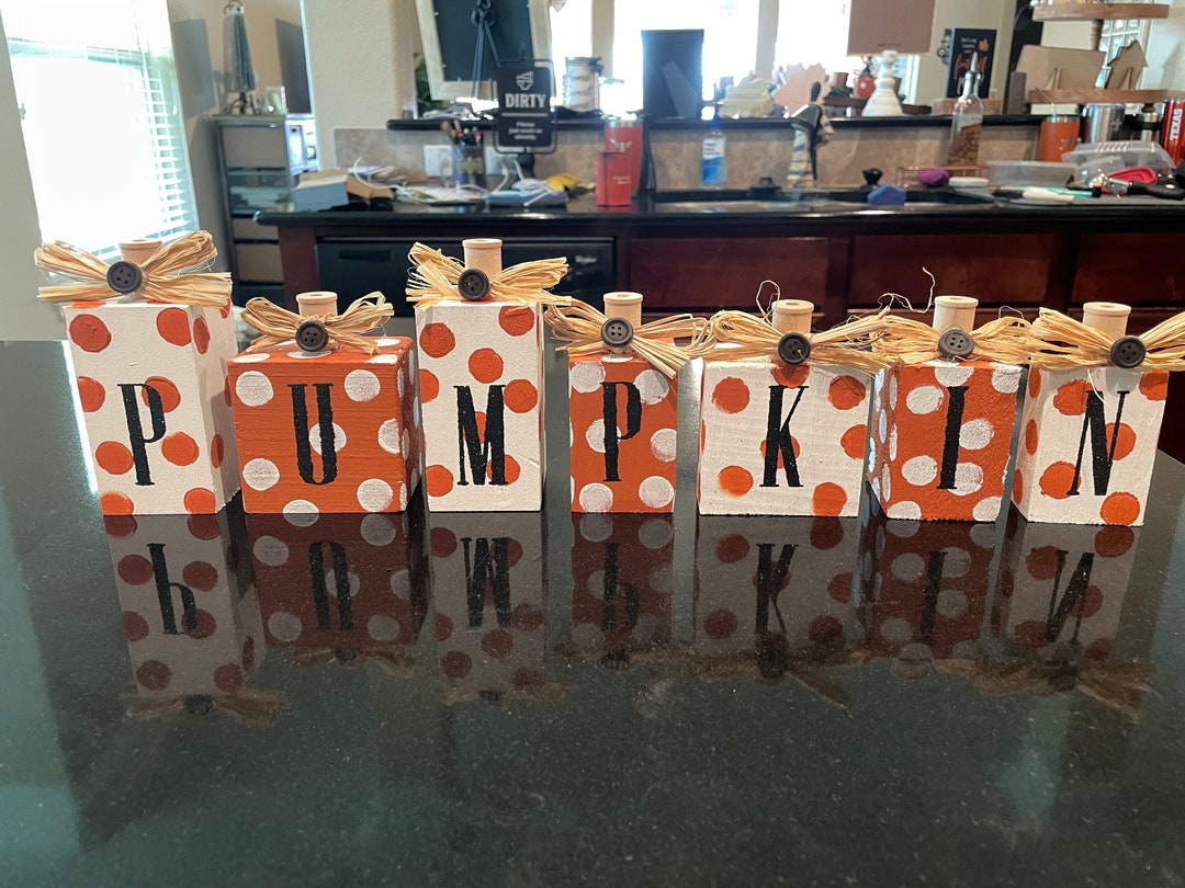 Polkadot Pumpkin Blocks - Etsy