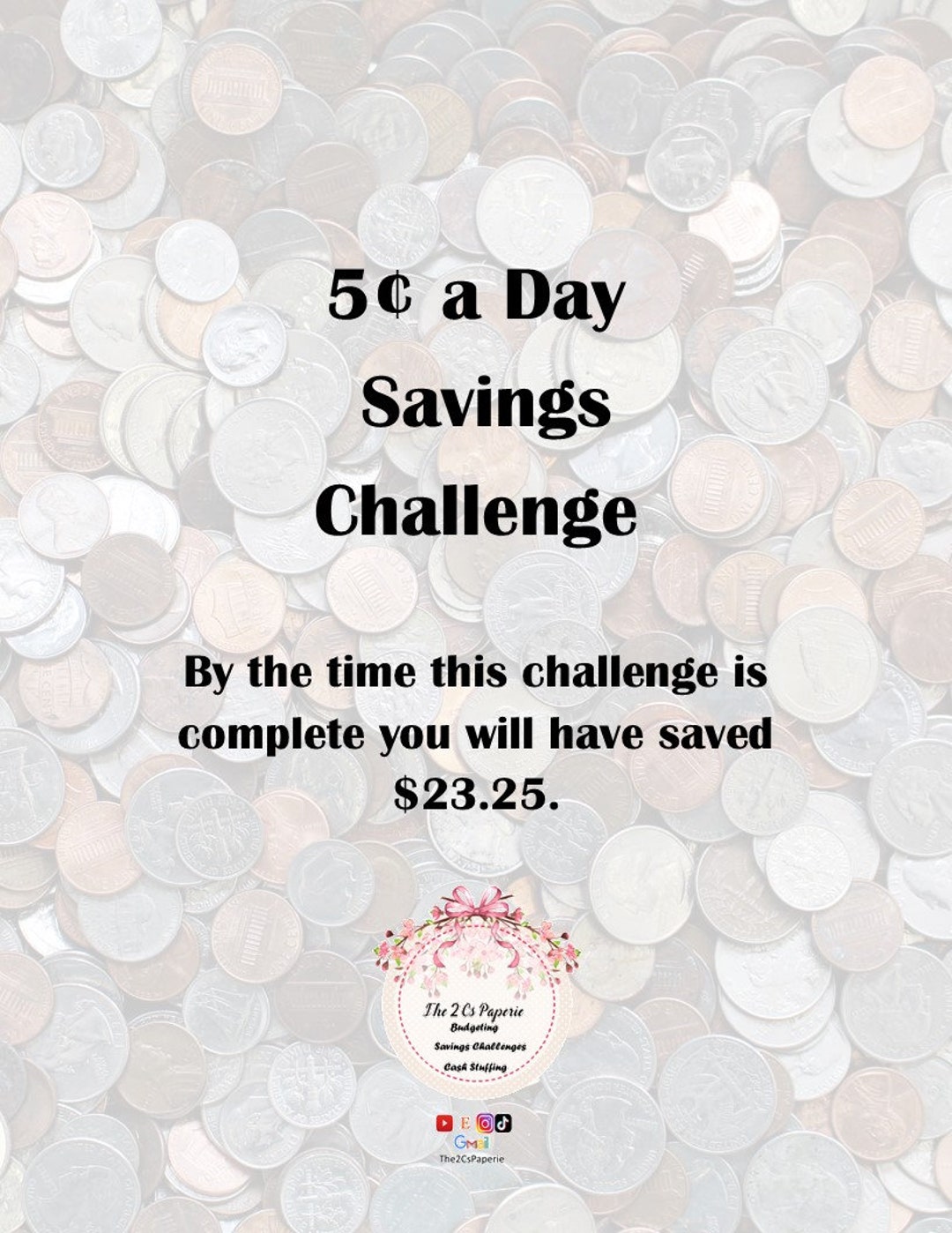 5 Cents a Day Savings Challenge - Etsy