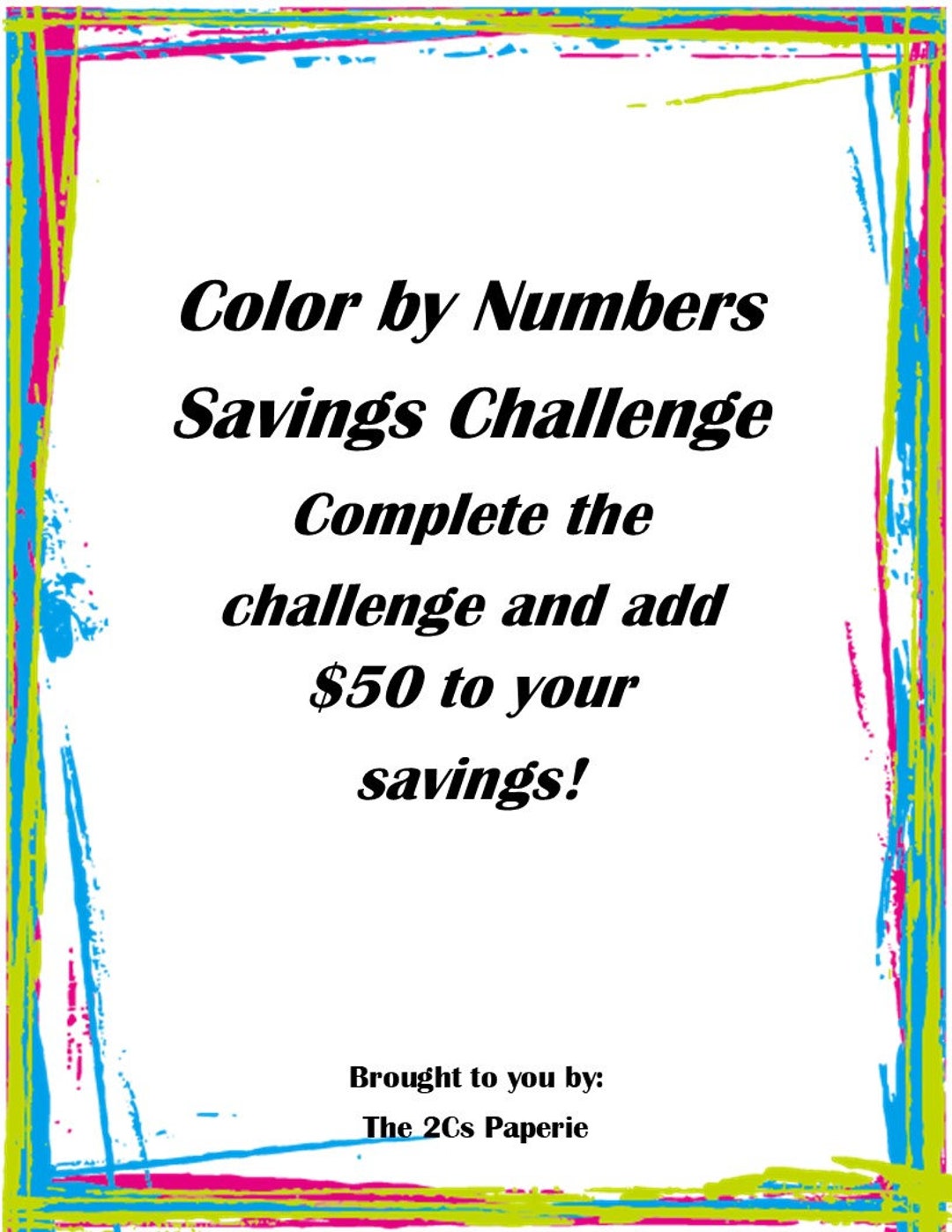 Color by Number Savings Challenge - Etsy