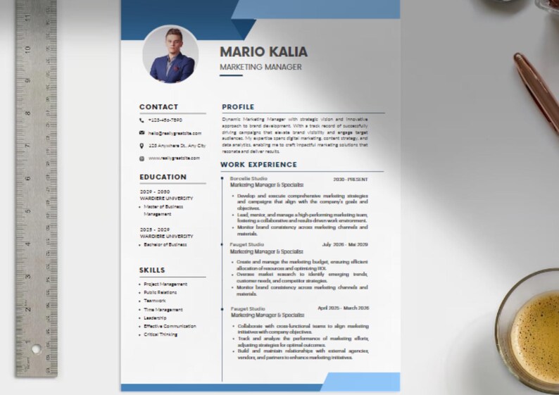 CV Template With Photo, Professional Resume Template for Word & Pages ...