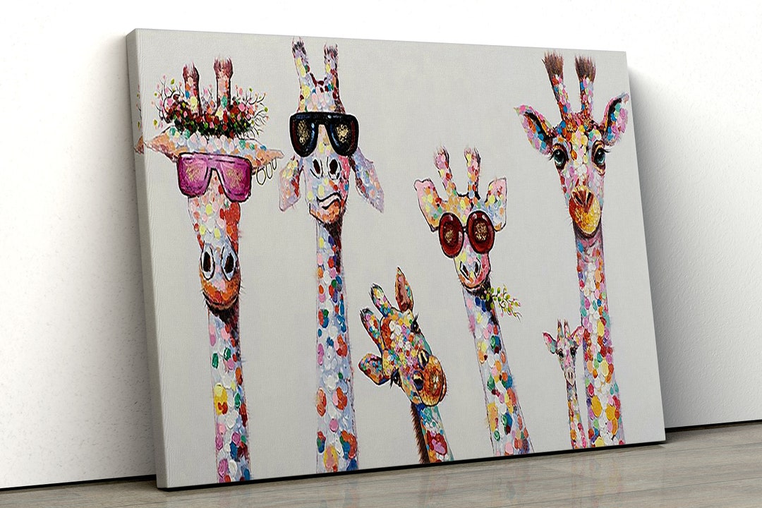 Giraffe Oil Painting Canvas , Giraffe Canvas Wall Art , Animal Canvas ...