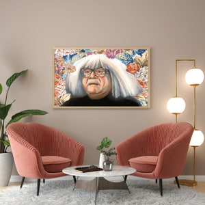 Frank Framed Art , Oil Painting Funny Canvas , Danny Devito Art Print ...