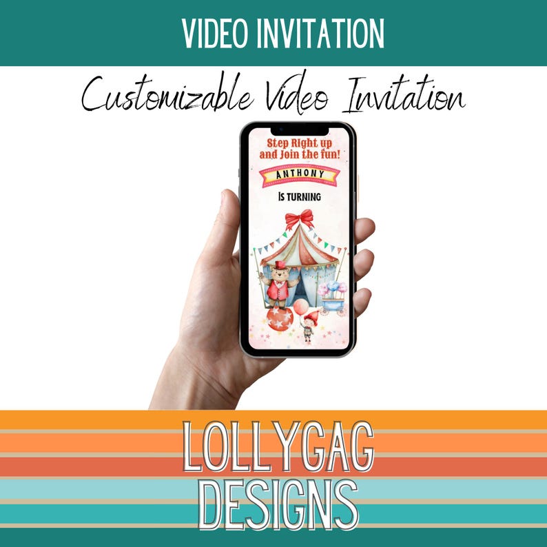 Circus Birthday Video Invitation | Carnival Party Digital Invite ...