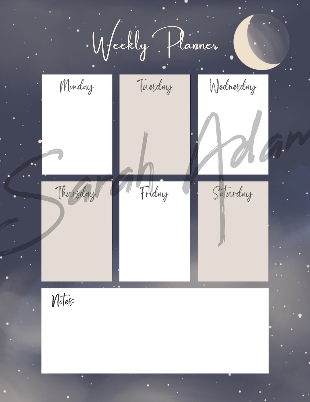 Galaxy Themed Printable Weekly Planner - Etsy