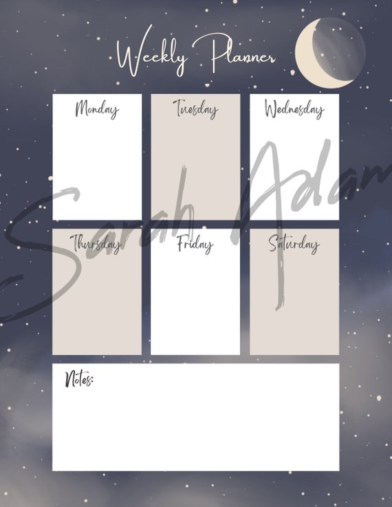 Galaxy Themed Printable Weekly Planner - Etsy