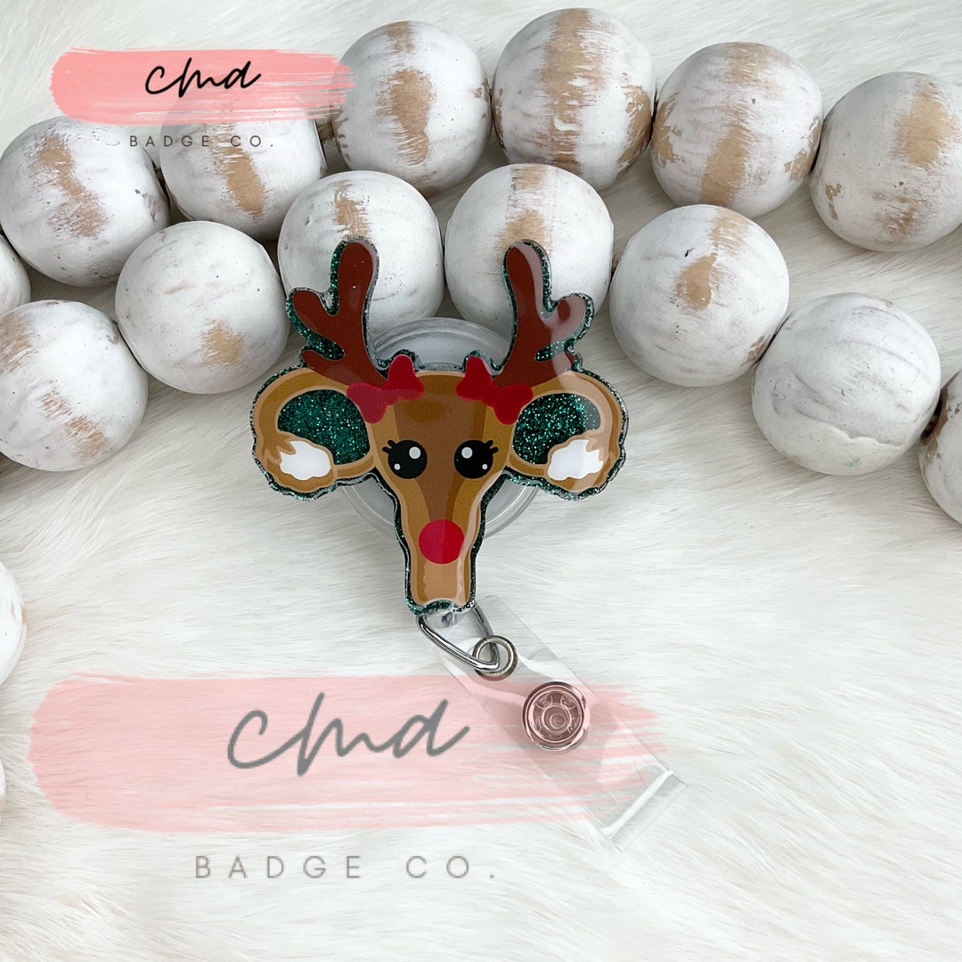Christmas Uterus Badge Reel, Reindeer Uterus Badge Reel, OBGYN Gifts, L ...