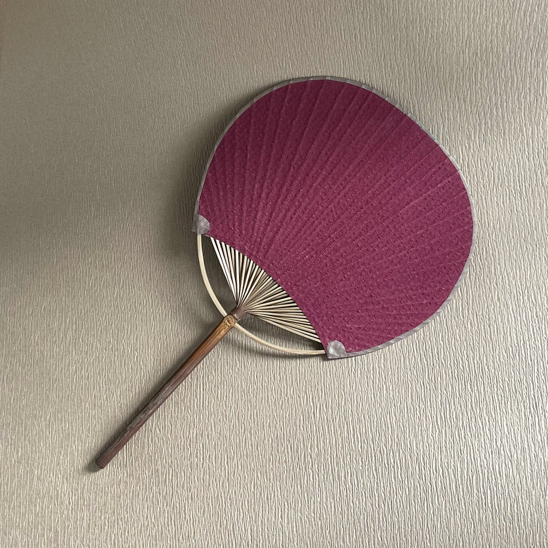 Japanese Burgundy Hand Fan, Uchiwa Japanese Fan, Traditional Japanese ...