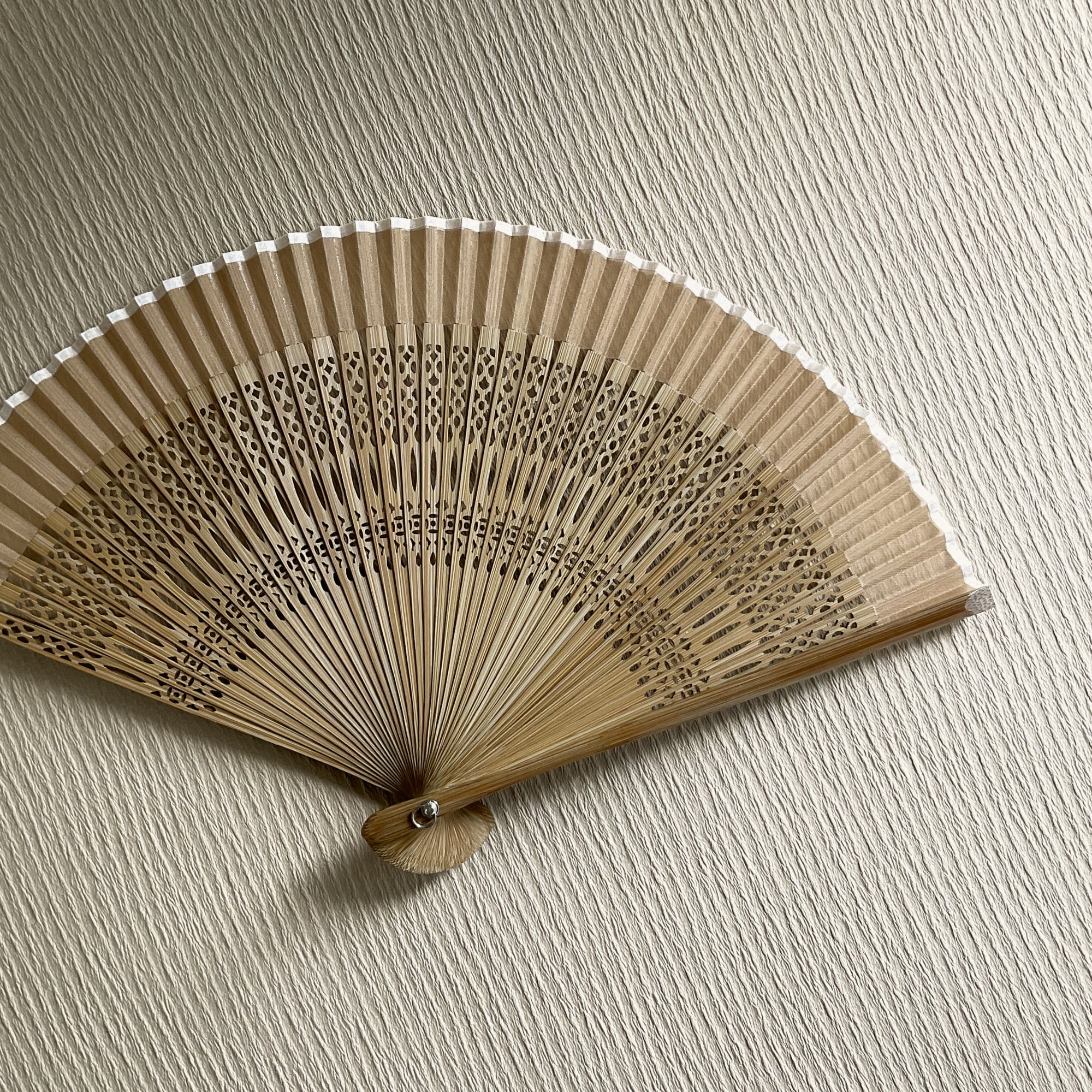 Engraved Mini Bamboo Hand Fan 7, Bohemian Carved Brown Tan Fabric ...