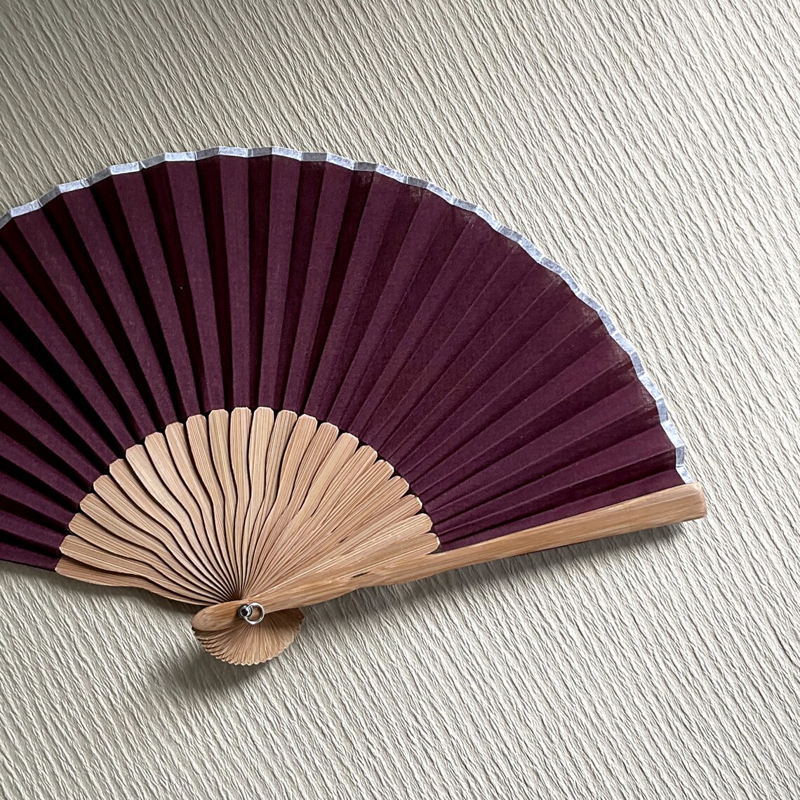 Burgundy Fabric Mini Hand Fan 6.5, Traditional Japanese Maroon Red ...