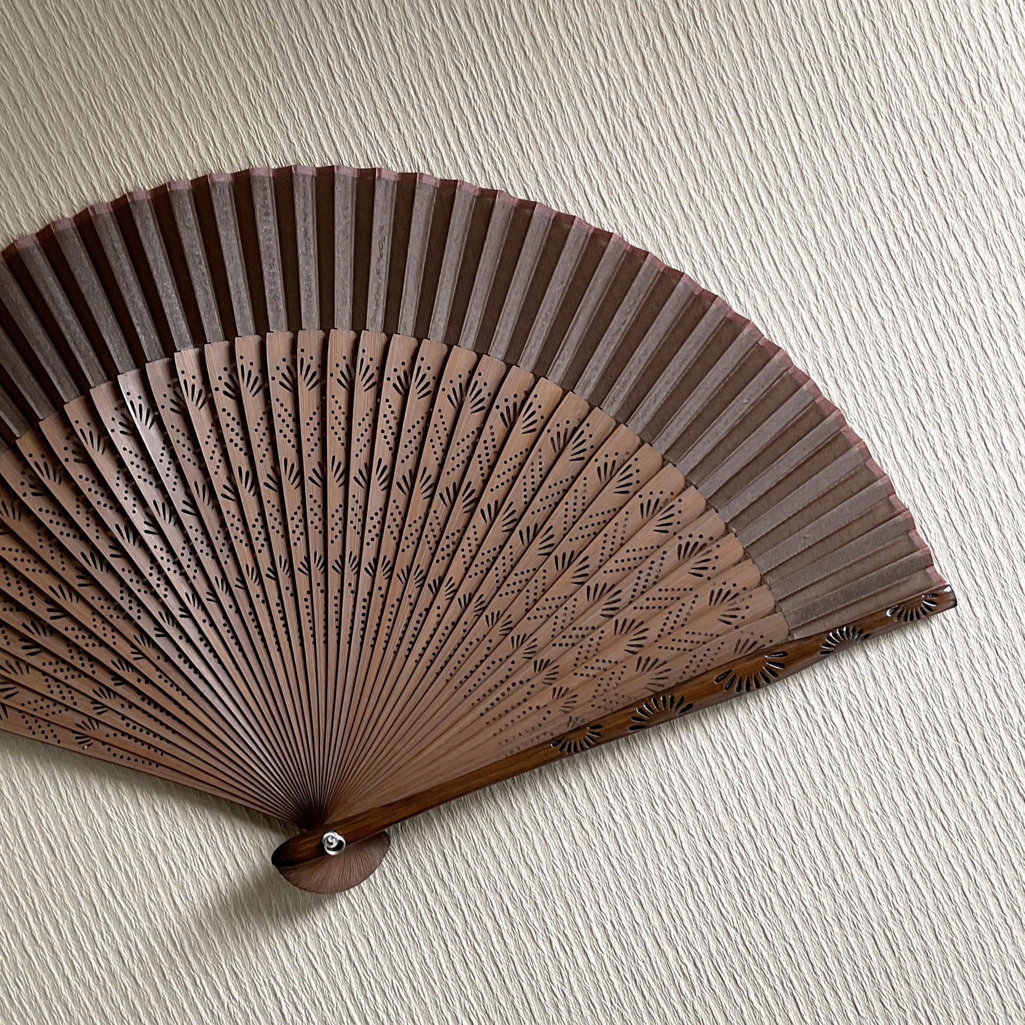 Japanese Pine Pattern Carved Bamboo Fan 8.6, Boho Decorative See ...