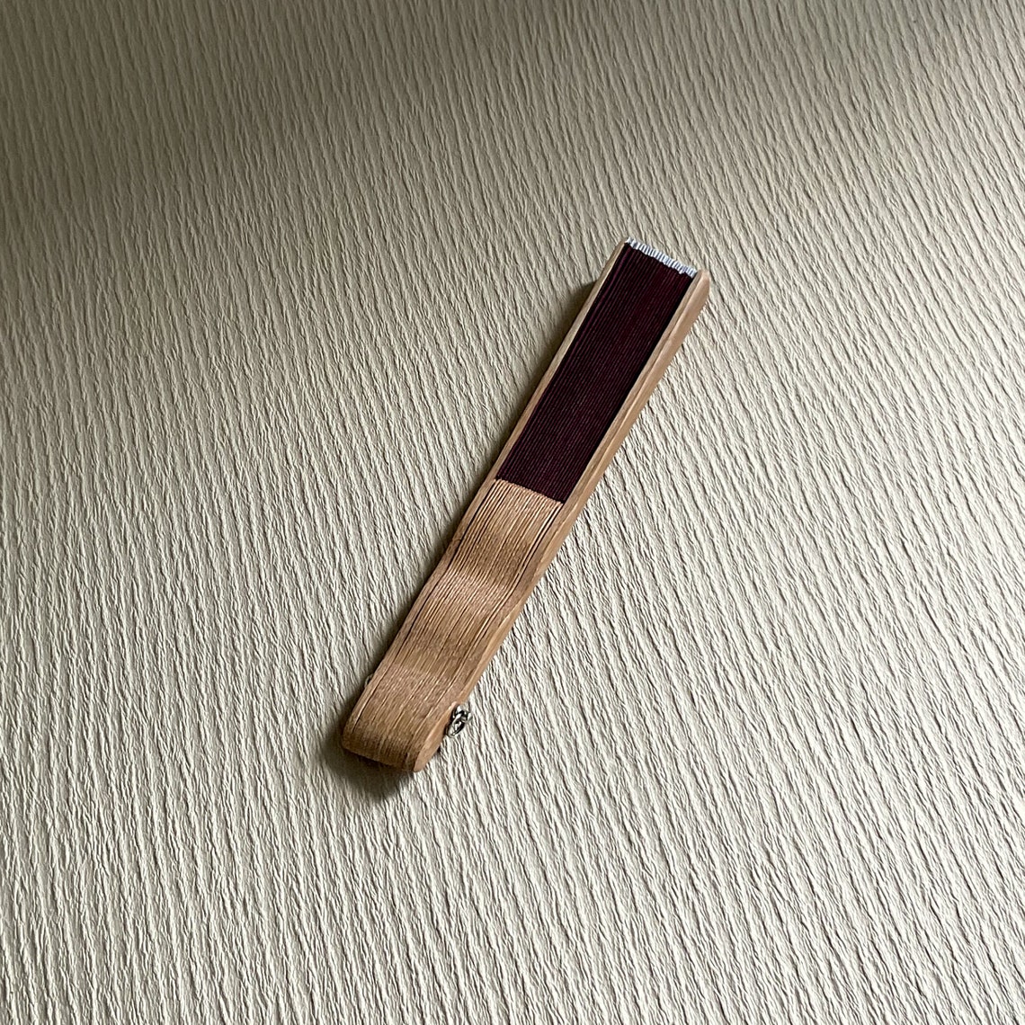 Burgundy Fabric Mini Hand Fan (6.5