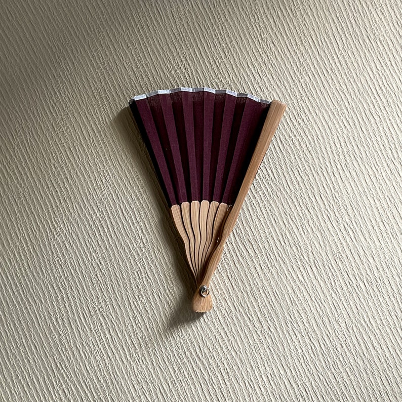 Burgundy Fabric Mini Hand Fan 6.5, Traditional Japanese Maroon Red ...