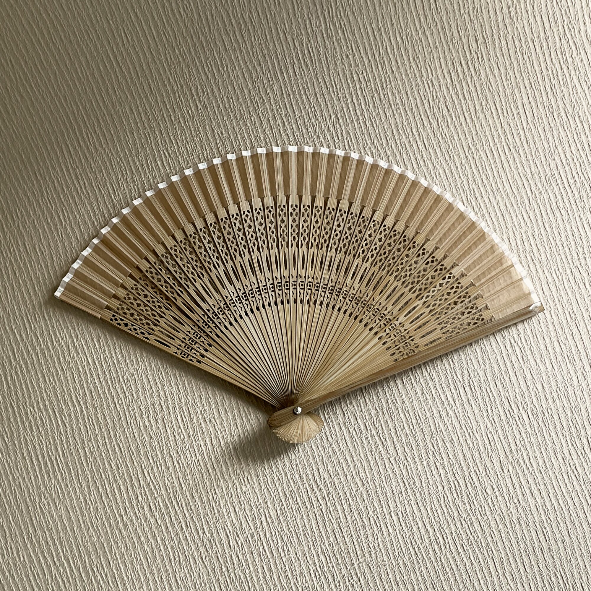 Engraved Mini Bamboo Hand Fan 7, Bohemian Carved Brown Tan Fabric ...