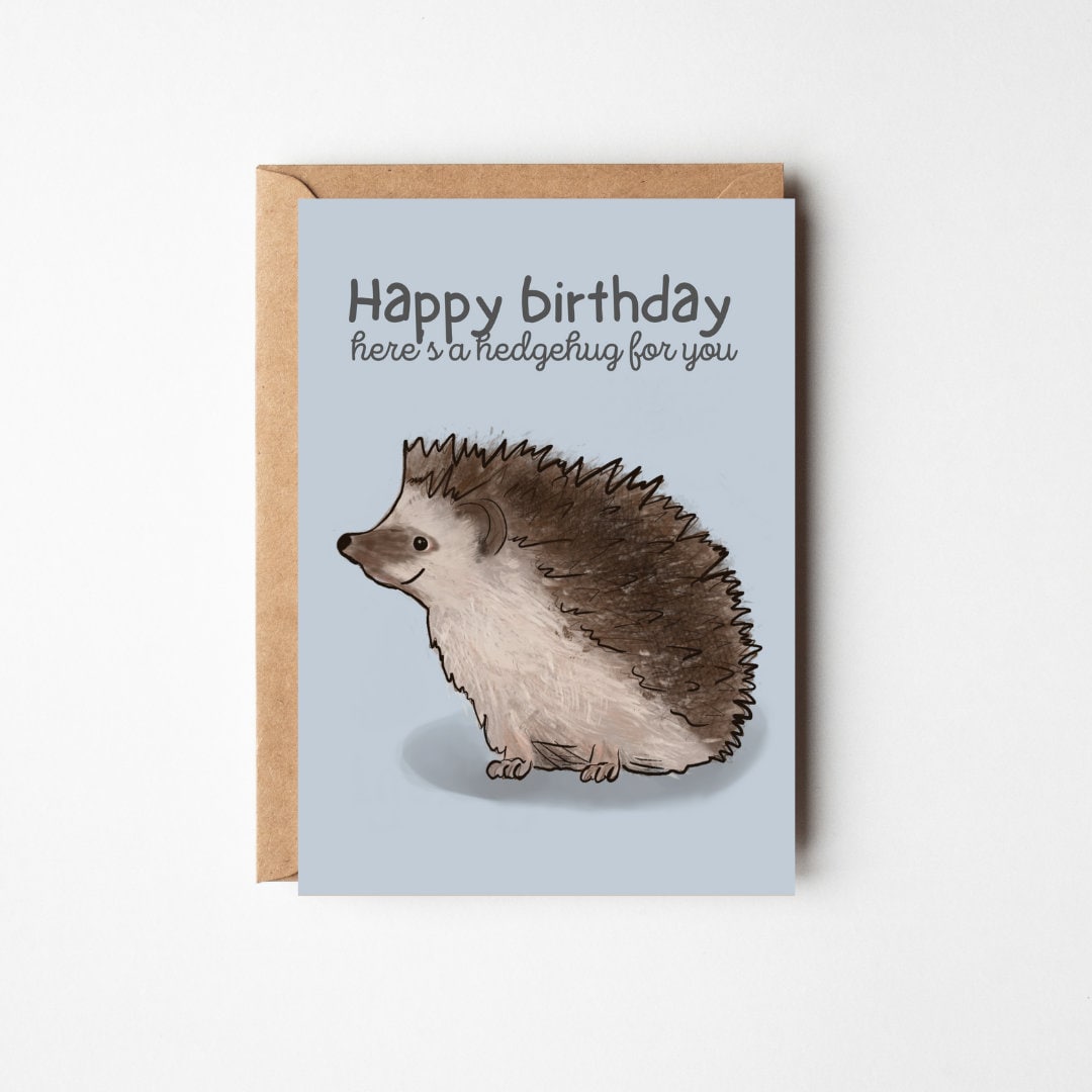 Hedgehog Happy Birthday Card Funny Card Cute Animal Card - Etsy