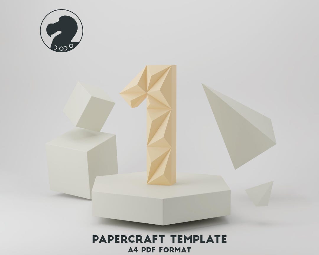 Low Poly Number, Digits Papercraft, Numbers Papercraft PDF Template 3d ...