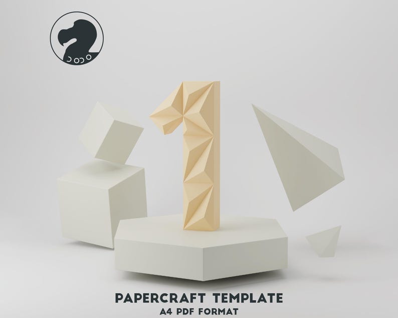 Low Poly Number 1 Papercraft: 3D Model Template (PDF) - Etsy Canada