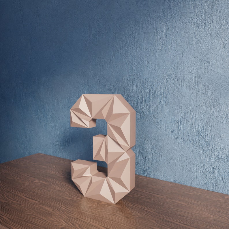 Low Poly Number Digits Papercraft Numbers Papercraft PDF - Etsy