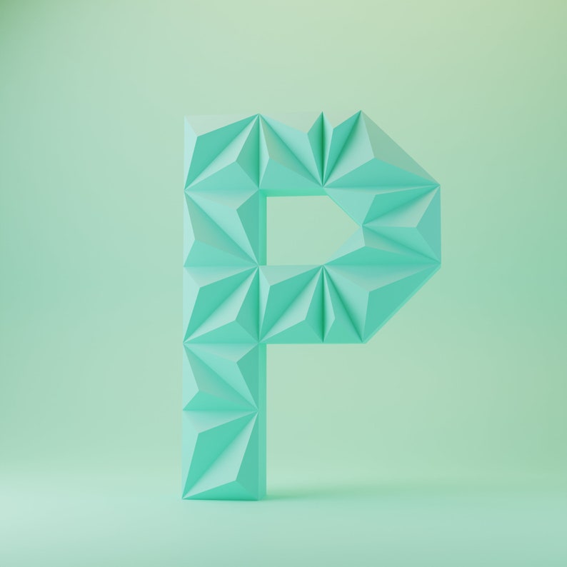 Papercraft 3D P LETTER Low Poly ALPHABET Decor for Home - Etsy