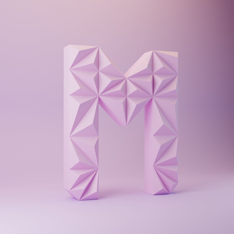 Papercraft 3D M LETTER Low Poly ALPHABET Decor for Home - Etsy