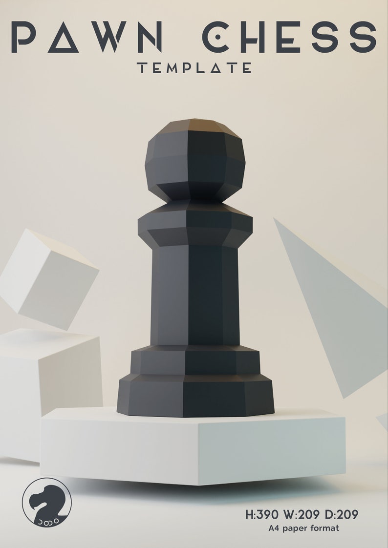 3D Pawn Chess Papercraft Templatepapercraft Chess Pieces3d - Etsy
