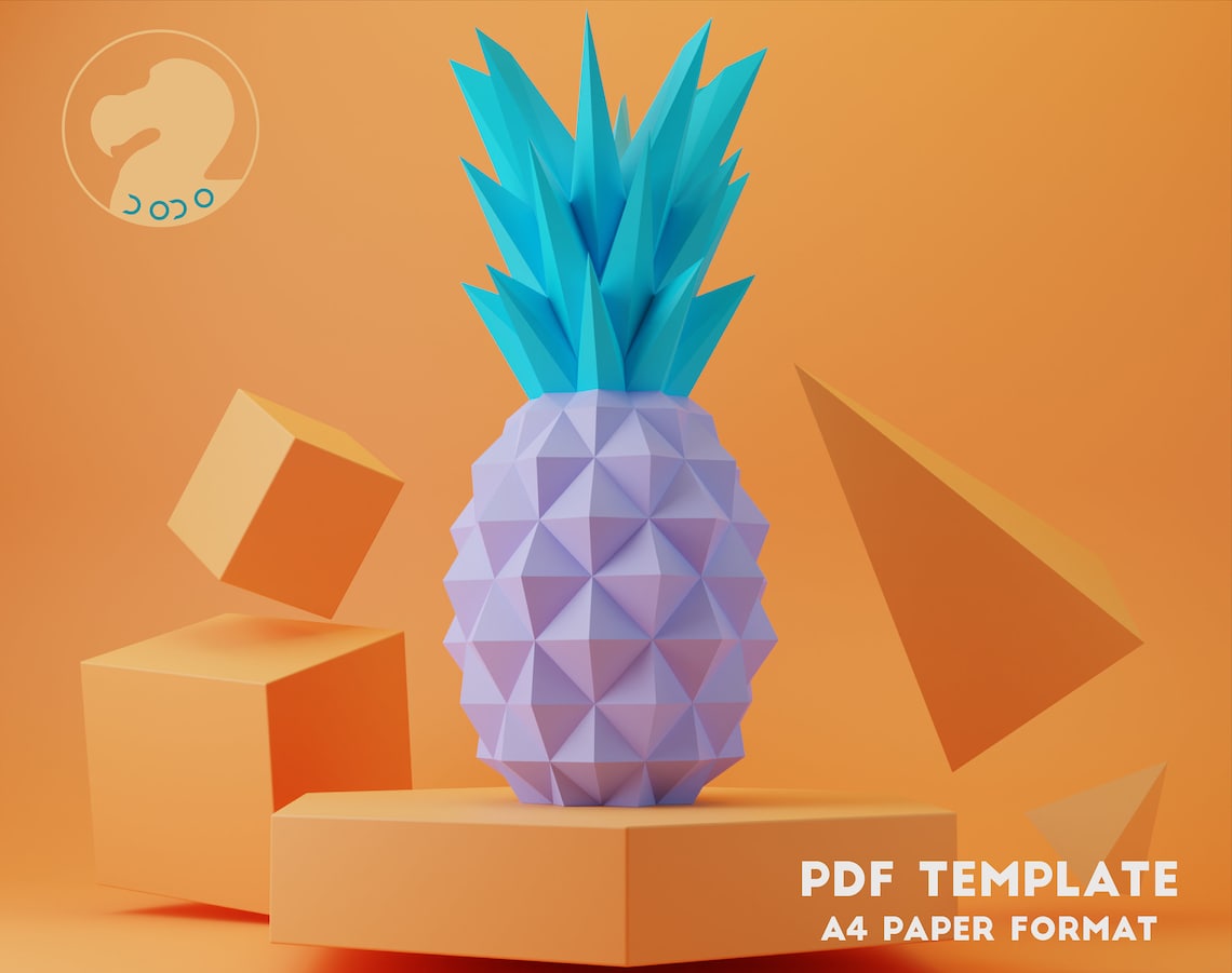 Pineapple Low Poly Papercraft PDF Template Food Papercraft - Etsy