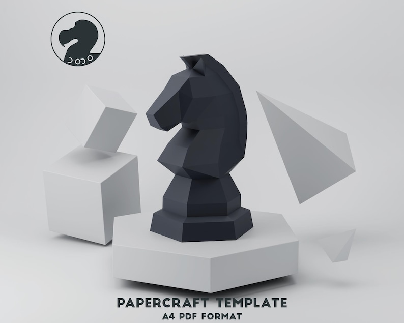 3D Knight Chess Papercraft: Low Poly Sculpture Template (PDF) - Etsy
