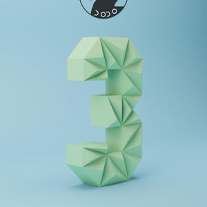 Low Poly Number, Digits Papercraft, Numbers Papercraft PDF Template 3d ...