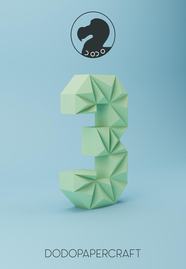 Low Poly Number 3 Papercraft: 3D Model Sculpture (PDF Template) - Etsy