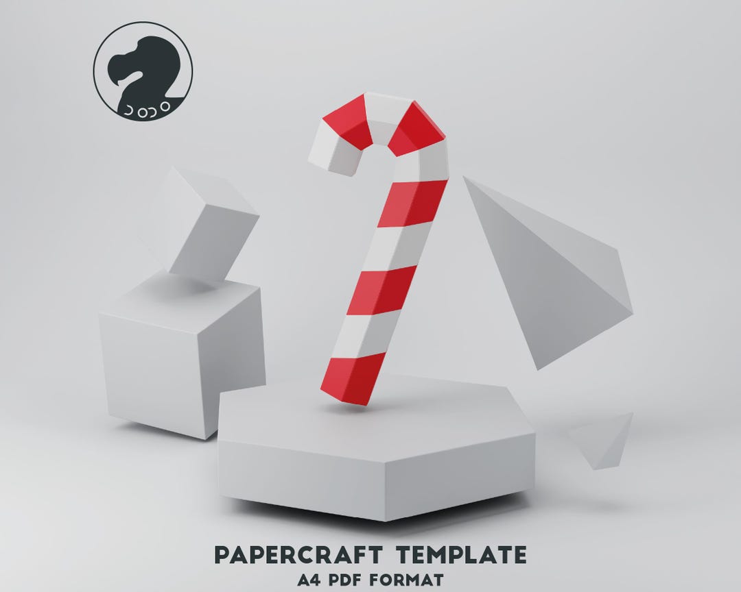 XL Christmas Lollipop, 3D Low Poly Papercraft Digital Template, 3D ...
