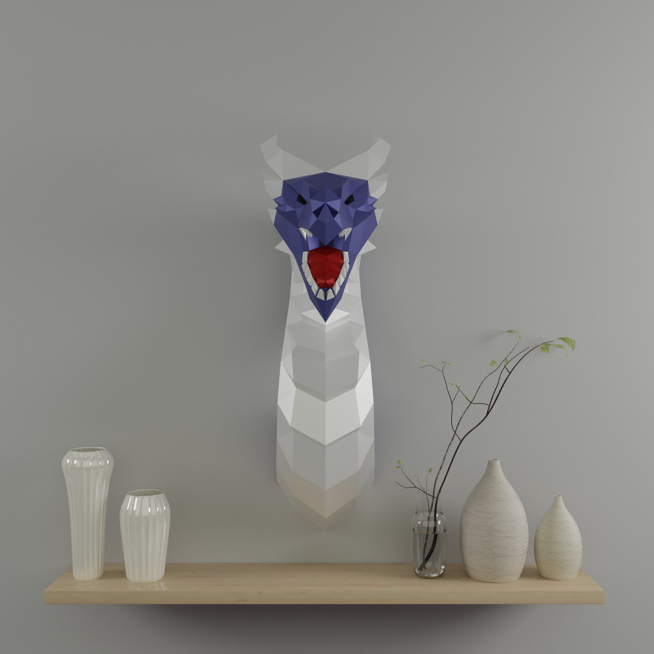 Papercraft 3D DRAGON HEAD Low Poly Dragon Wall Decor for - Etsy