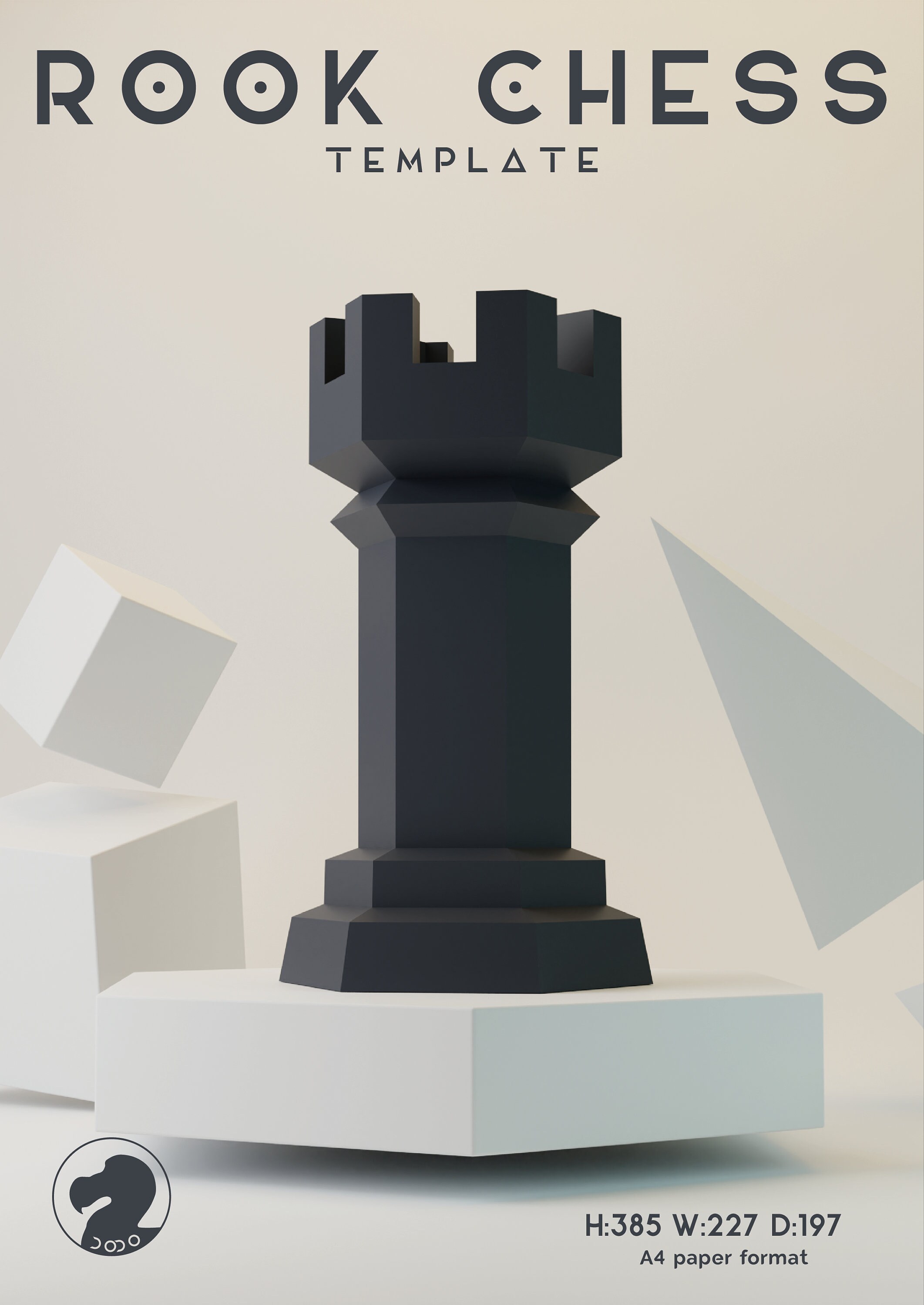3D Rook Chess Papercraft Template,papercraft Chess Pieces,3d Chess, Low ...