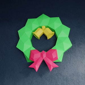 Papercraft Wreath, 3D Wreath, Christmas Wreath Papercraft Sculpture ...