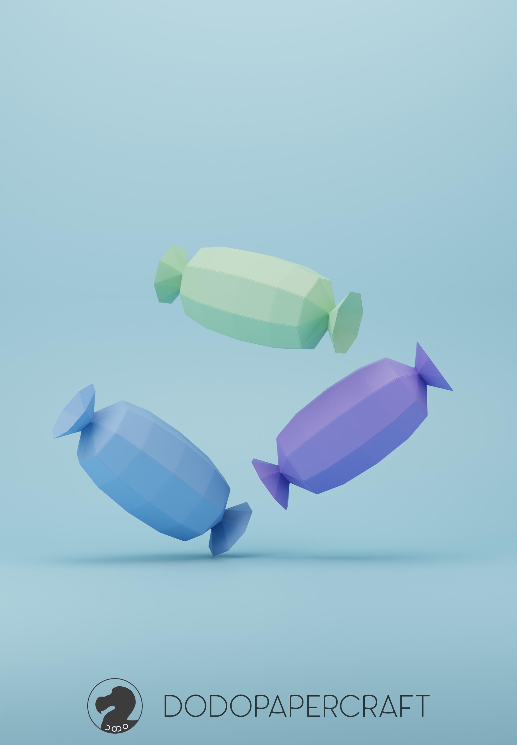XL Christmas Candy Papercraft Template: 3D Low Poly Model (PDF) - Etsy
