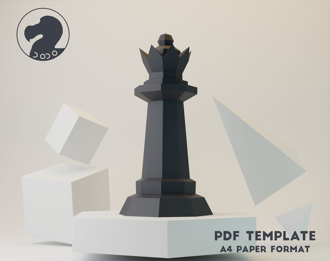 3D Queen Chess Papercraft Template,papercraft Chess Pieces,3d Chess ...
